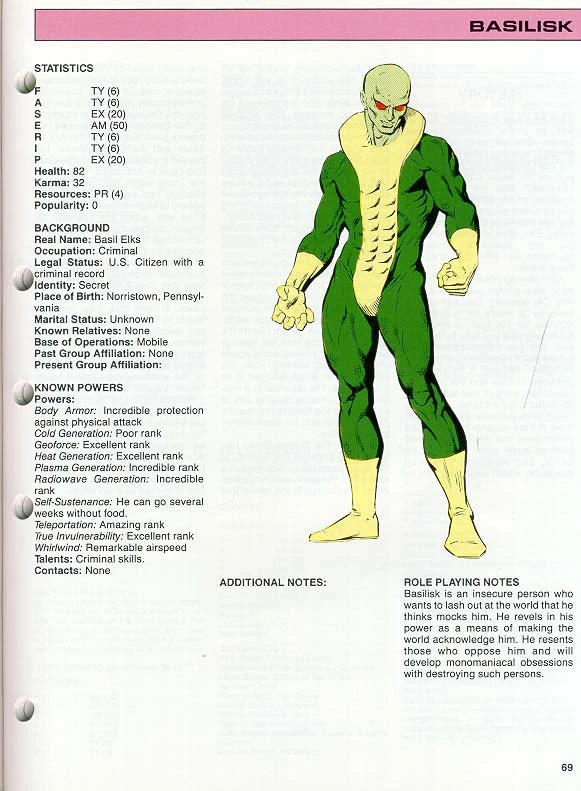 Basilisk | FASERIP Wiki | Fandom