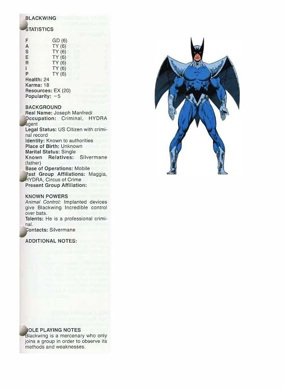 Blackwing | FASERIP Wiki | Fandom