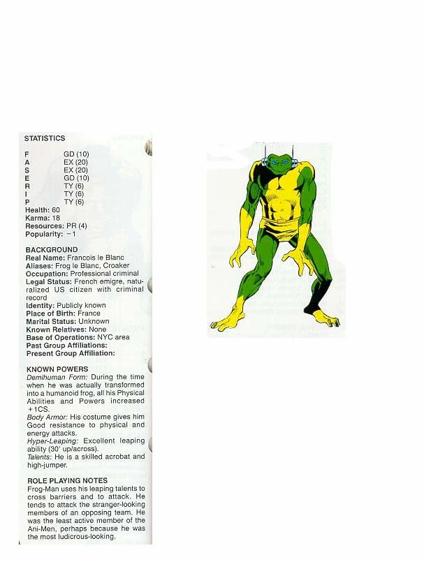 Frogman (Ani-Men) | FASERIP Wiki | Fandom