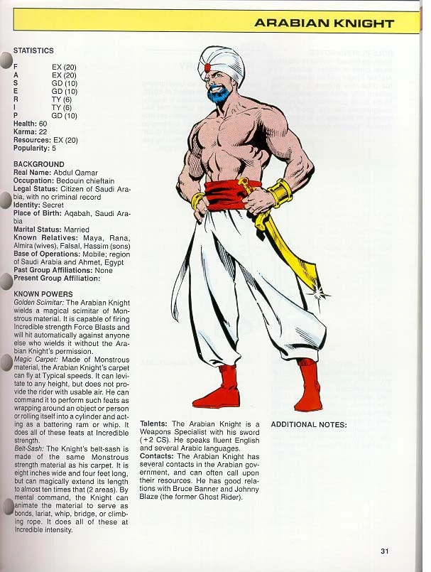 Arabian Knight | FASERIP Wiki | Fandom