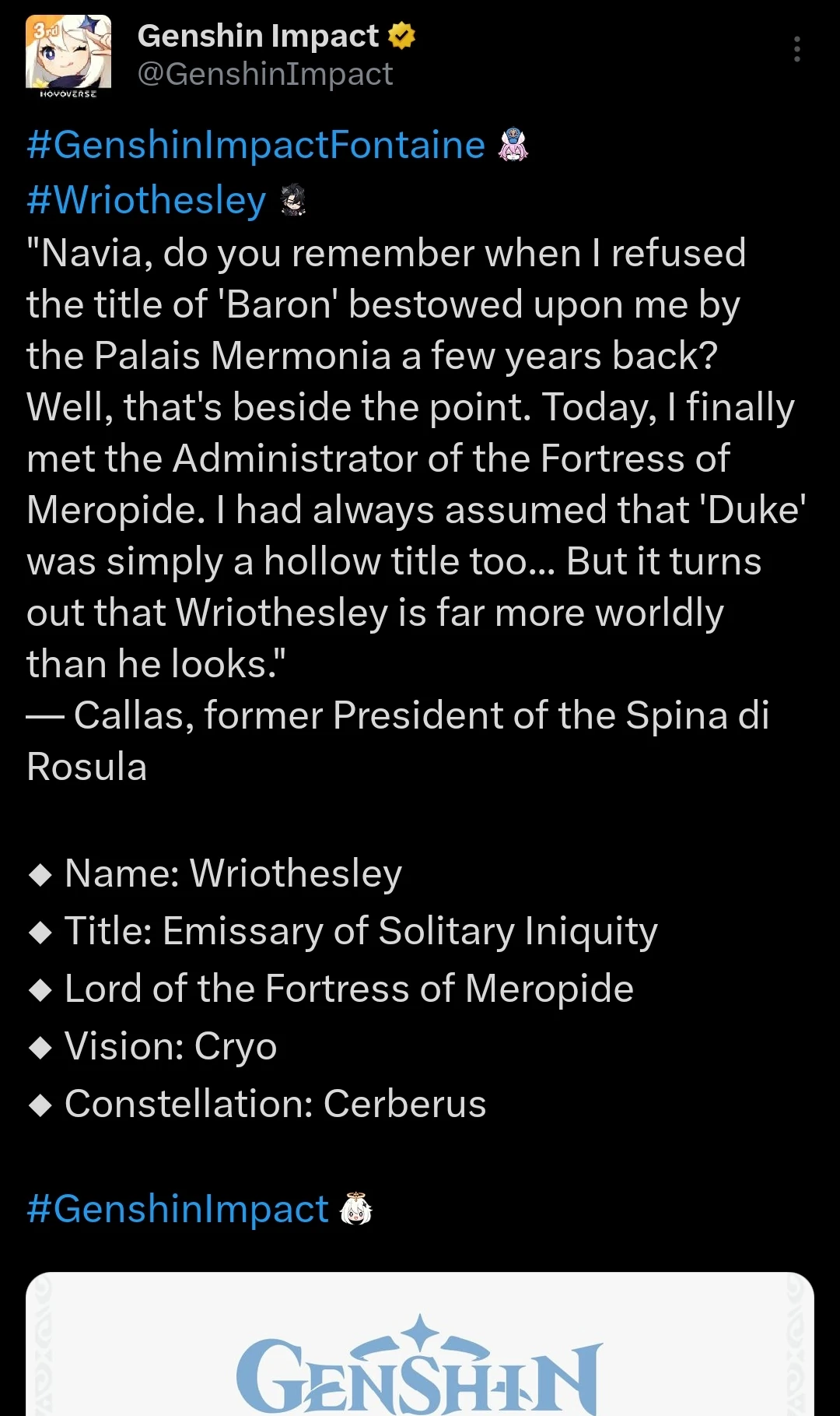 Wriothesley's Constellation fun fact | Fandom