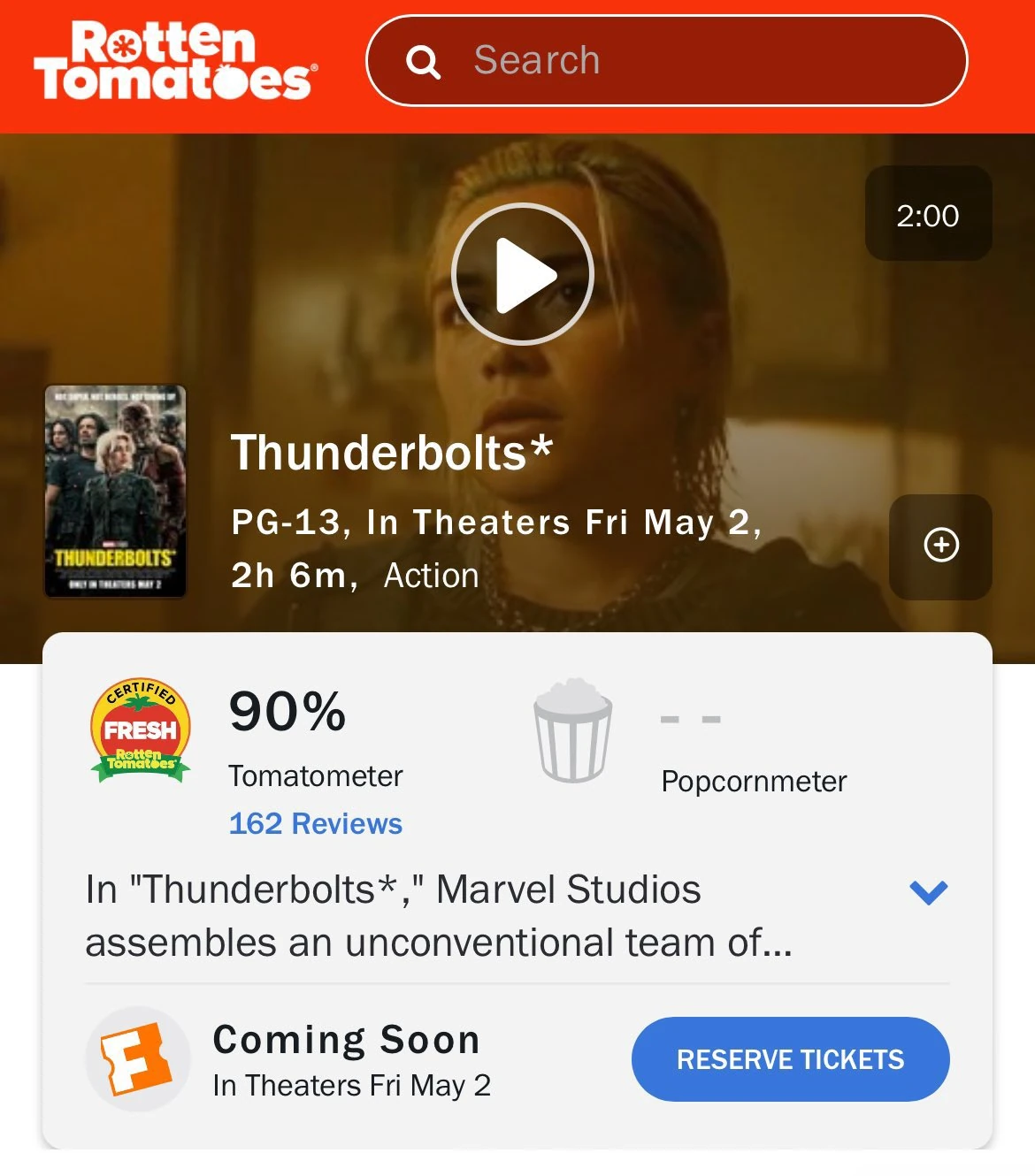 THUNDERBOLTS*’ is now Certified Fresh on Rotten Tomatoes with a score ...