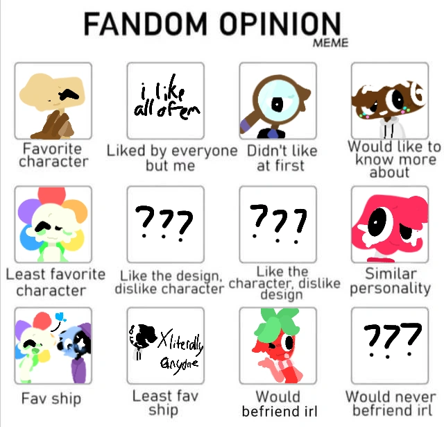 i was bored so i did the fandom opinion meme thing | Fandom
