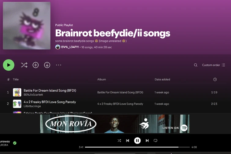 searched up beefydie songs on spotify | Fandom