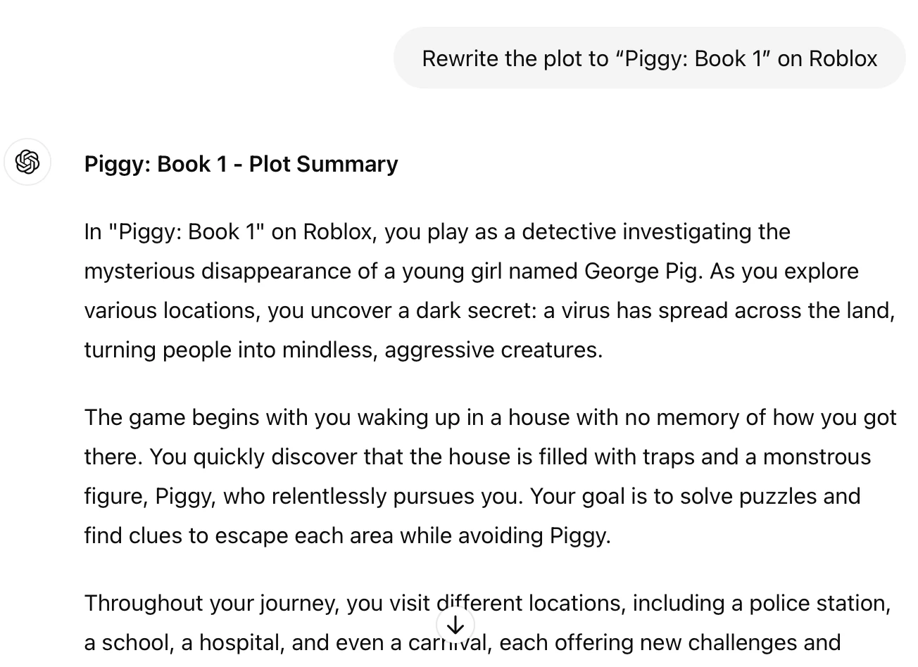 Hmmm… today feels like a good day to ask ChatGPT to rewrite the plot of Piggy: Book 1 | Fandom