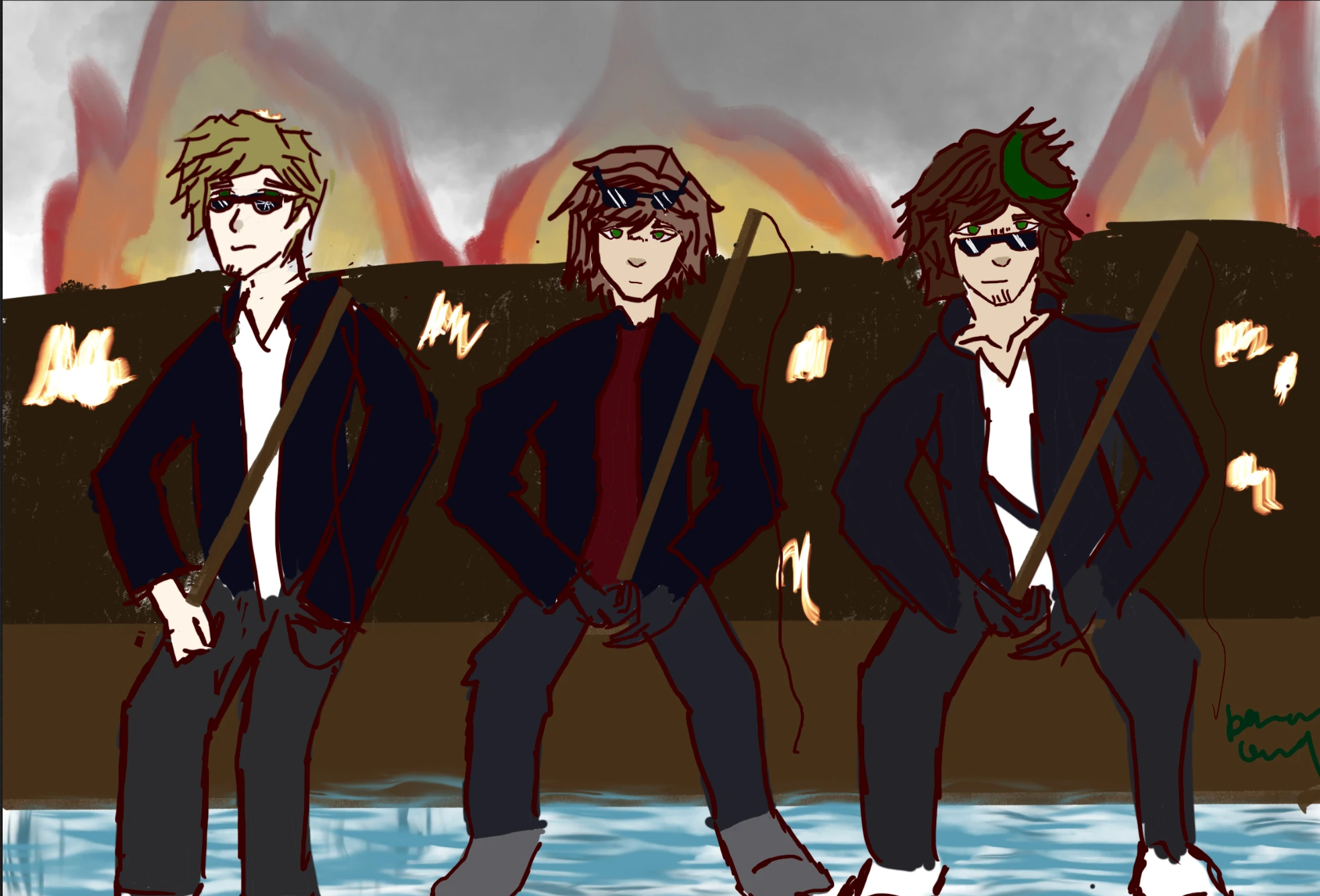 Only real bad boys fish on a burning building | Fandom