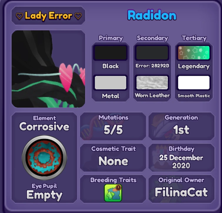 Trading/Selling 1/3 Black Error Radidon! | Fandom