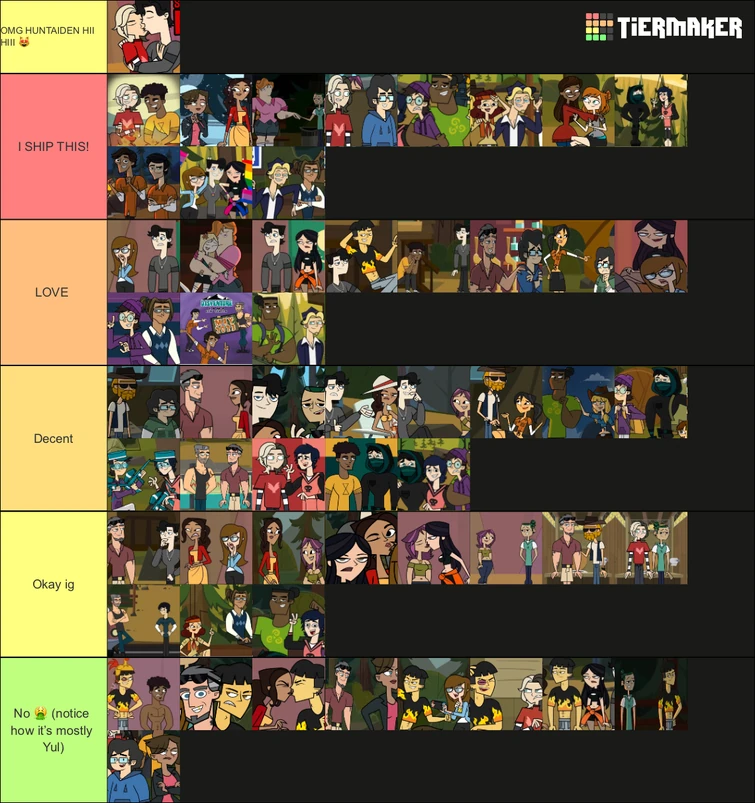 Total Drama and Disventure Camp ship tier lists | Fandom