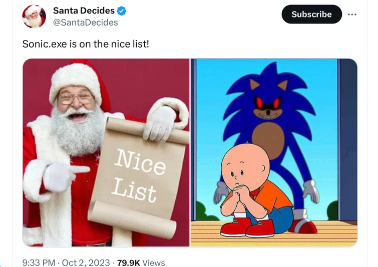 Either this is because of what he is gonna do to Caillou, or Santa is ...