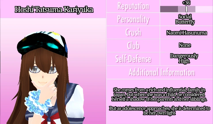 My infocard in the style of Yandere Simulator with my OC from School Girls Simulator. | Fandom