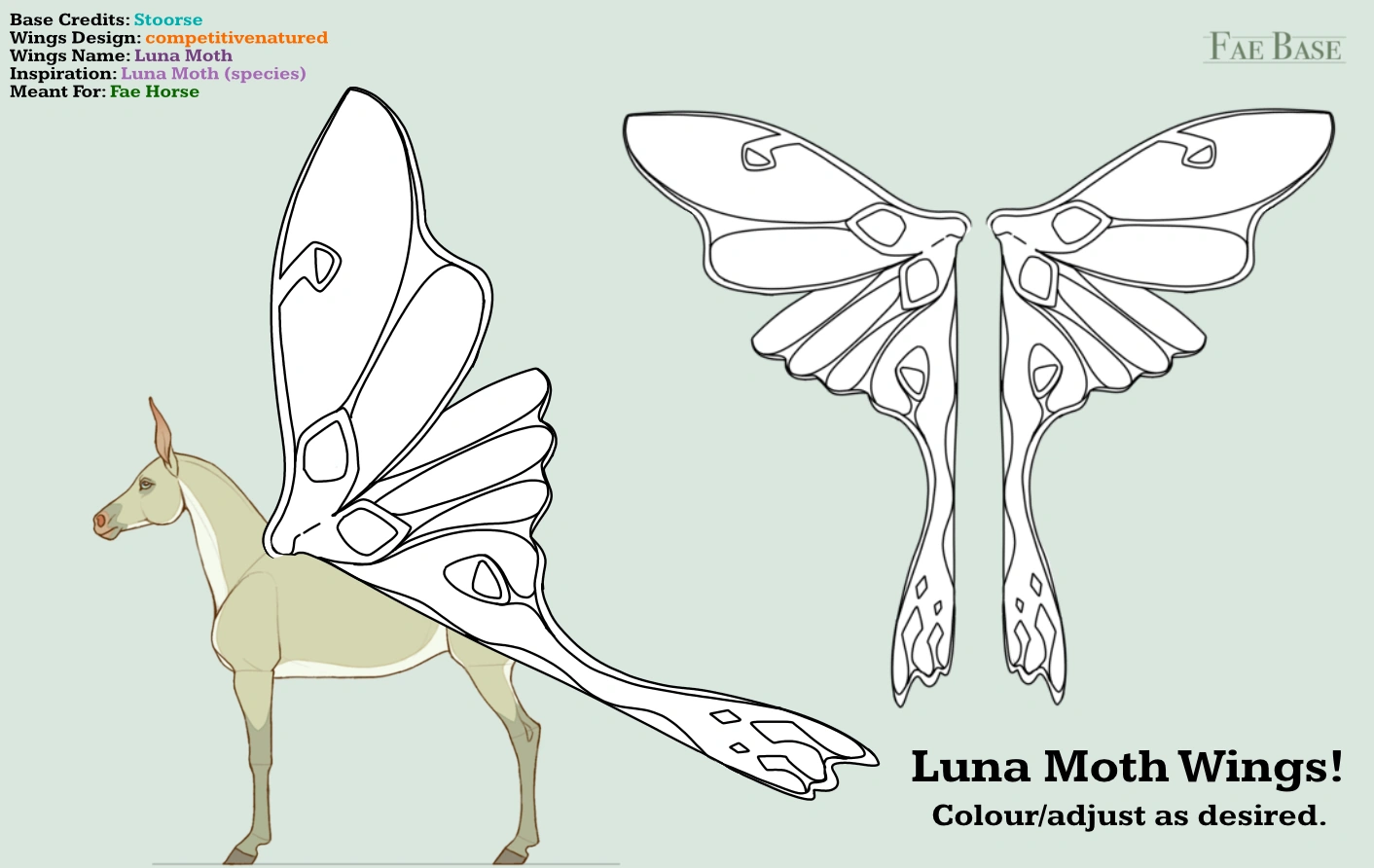 Luna Moth Wings concept for the Fae Horse. Thought I’d post it here as ...