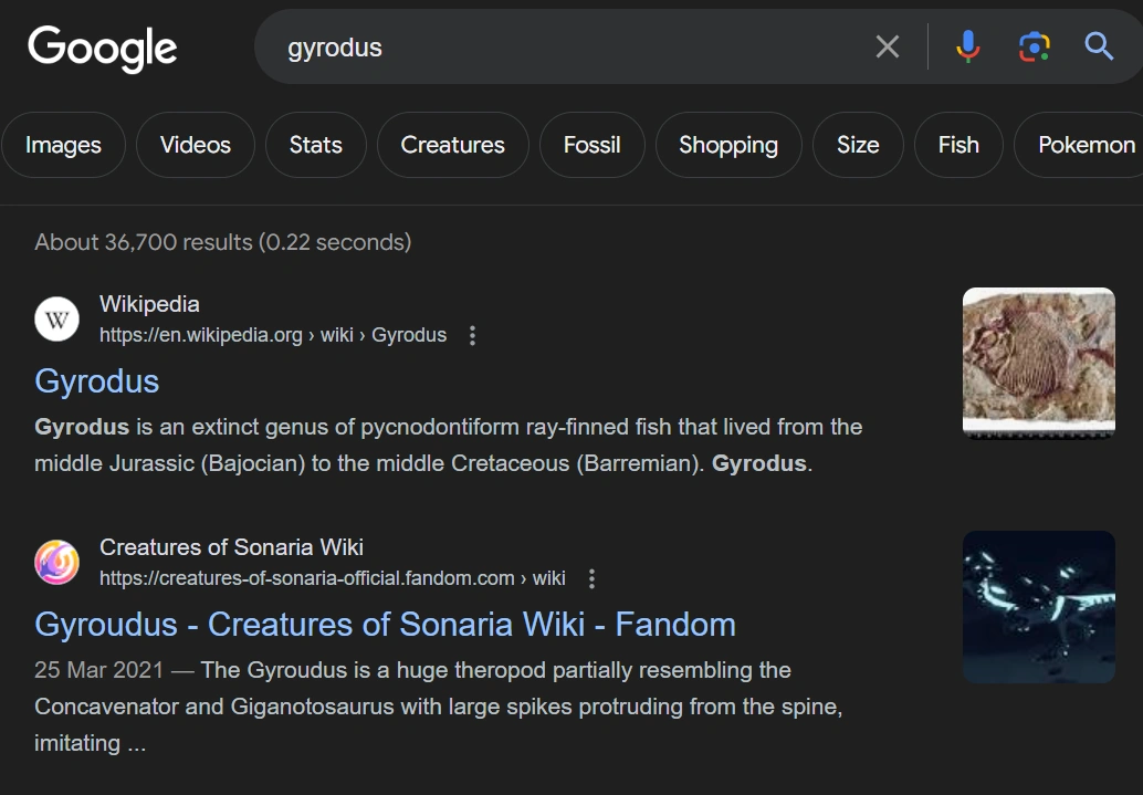 I've realized I was reffering to a fish when I spelt Gyroudus's name as ...