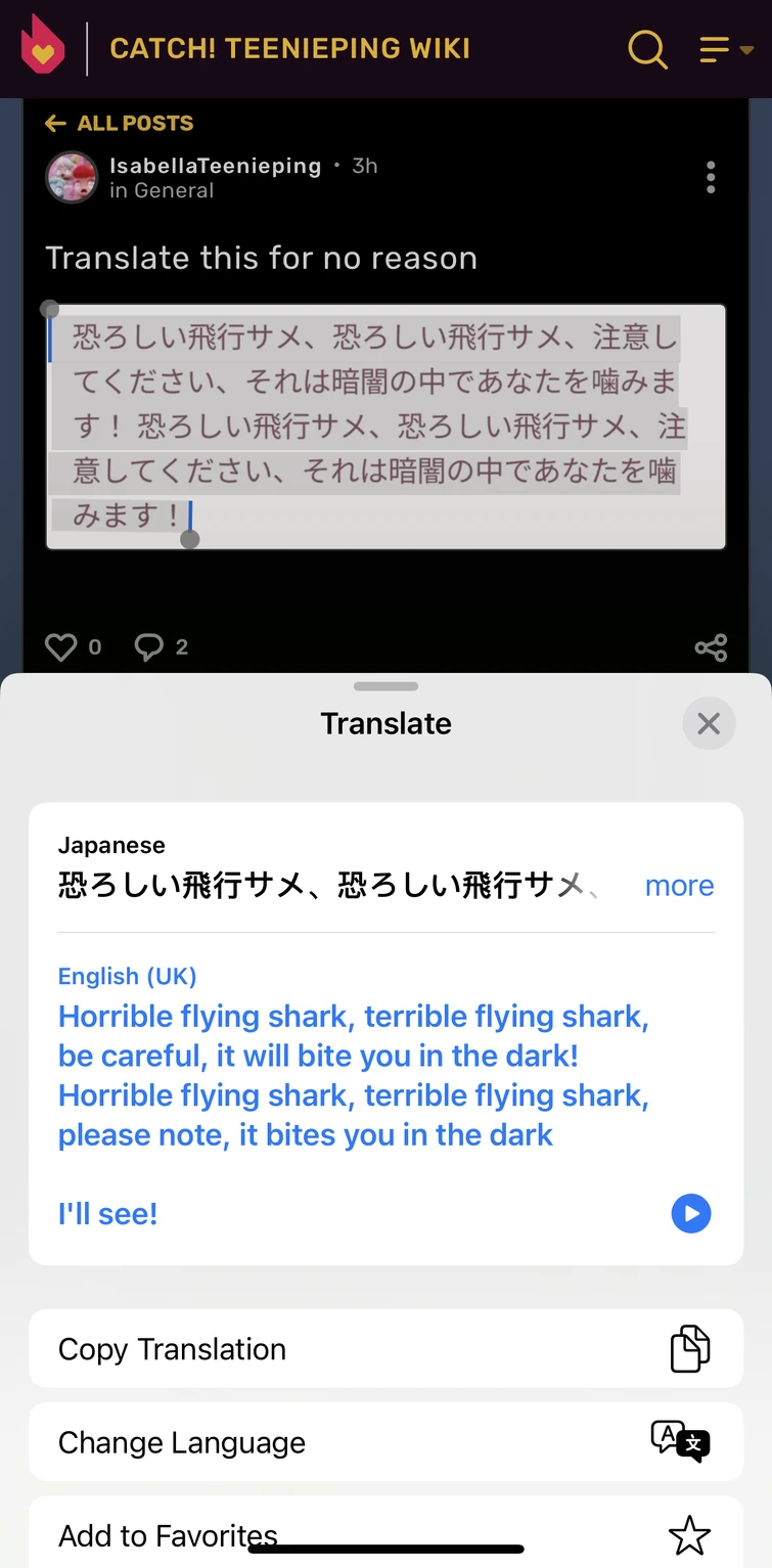 Translate this for no reason | Fandom