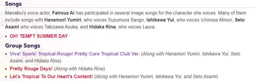 character songs...are coming... | Fandom