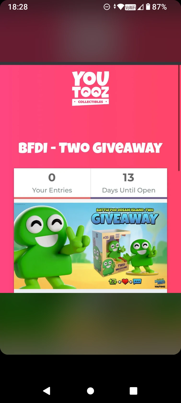 Btw for anyone who gives 2 shits there Is a two youtooz give away thing ...