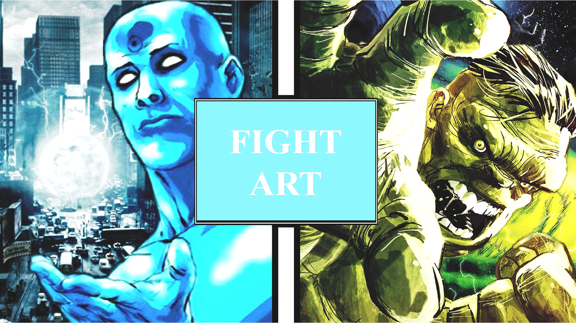 "Man and His Monsters" - The Incredible Hulk vs Dr. Manhattan fight art ...