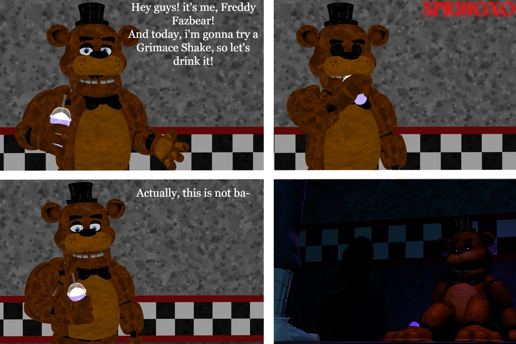 Freddy tries drinking Grimace shake | Fandom