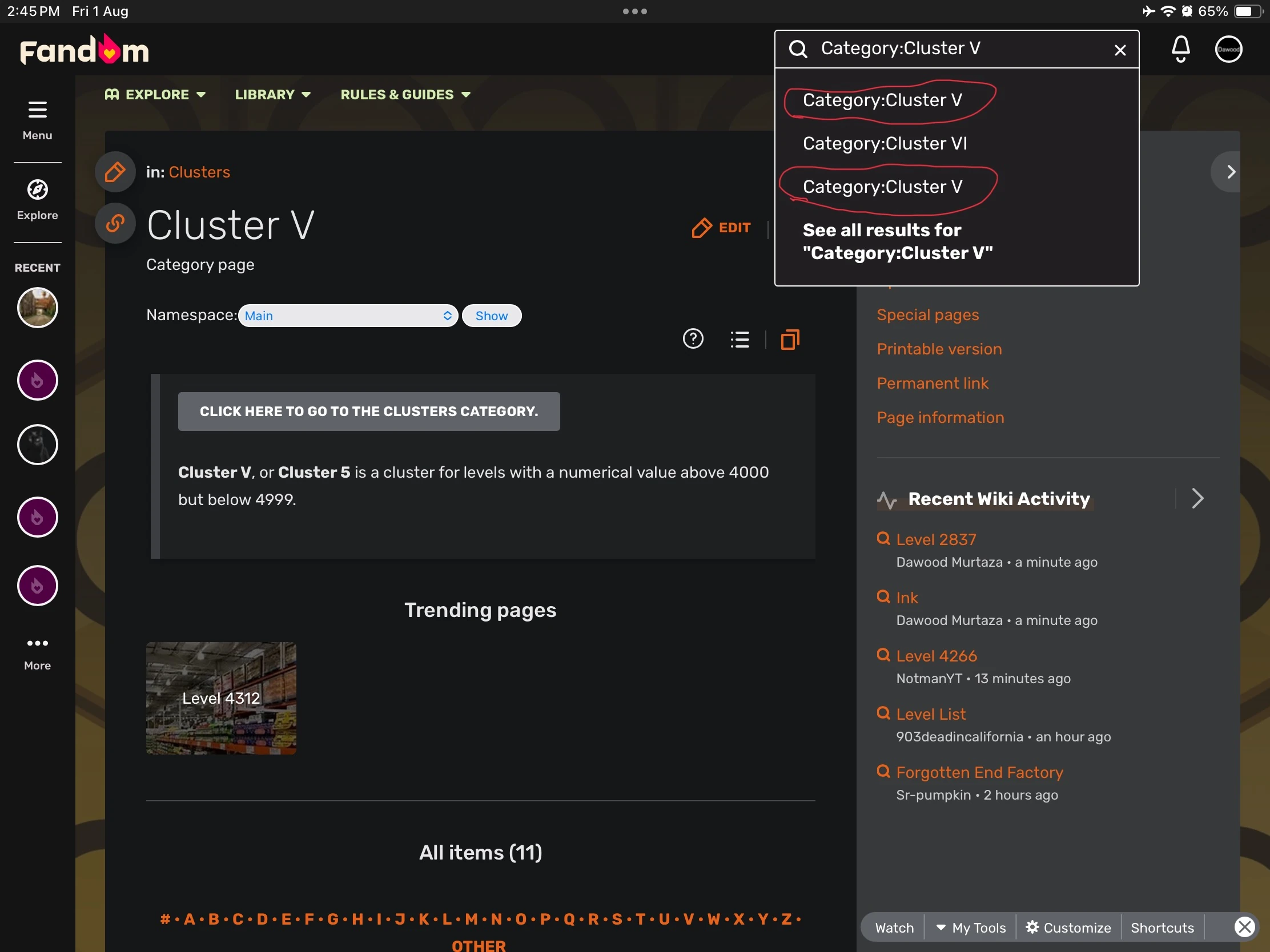Cluster V | Fandom