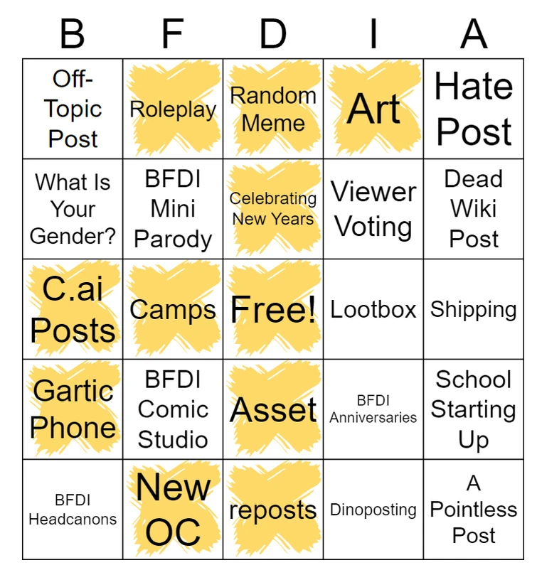 BFDI Wiki Bingo | Fandom