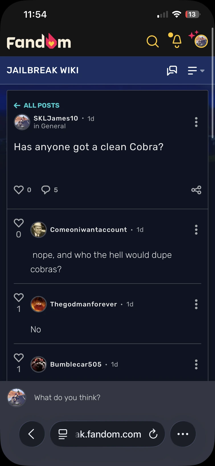 I thought people duped every vehicle and I don’t really understand duping as wouldn’t that just ...