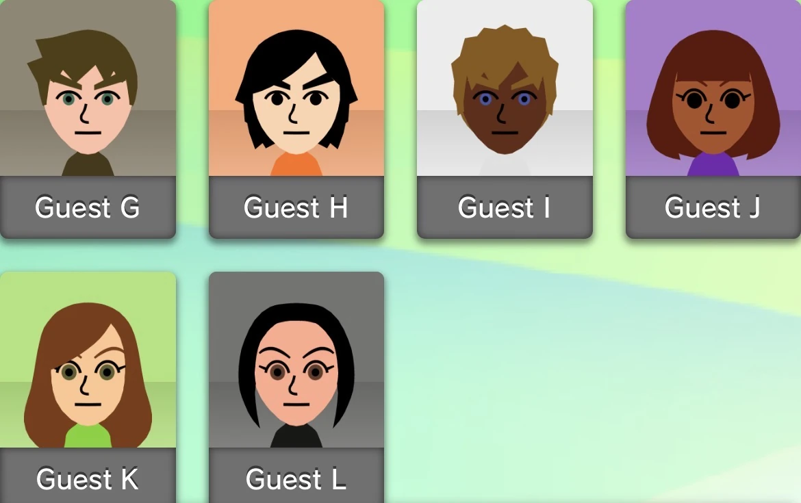 Here’s my take on a fanon 6 new guest Miis. 3 Males and 3 Females each ...