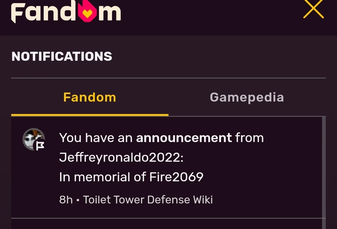 Idk why but I got an announcement from the TTD wiki | Fandom