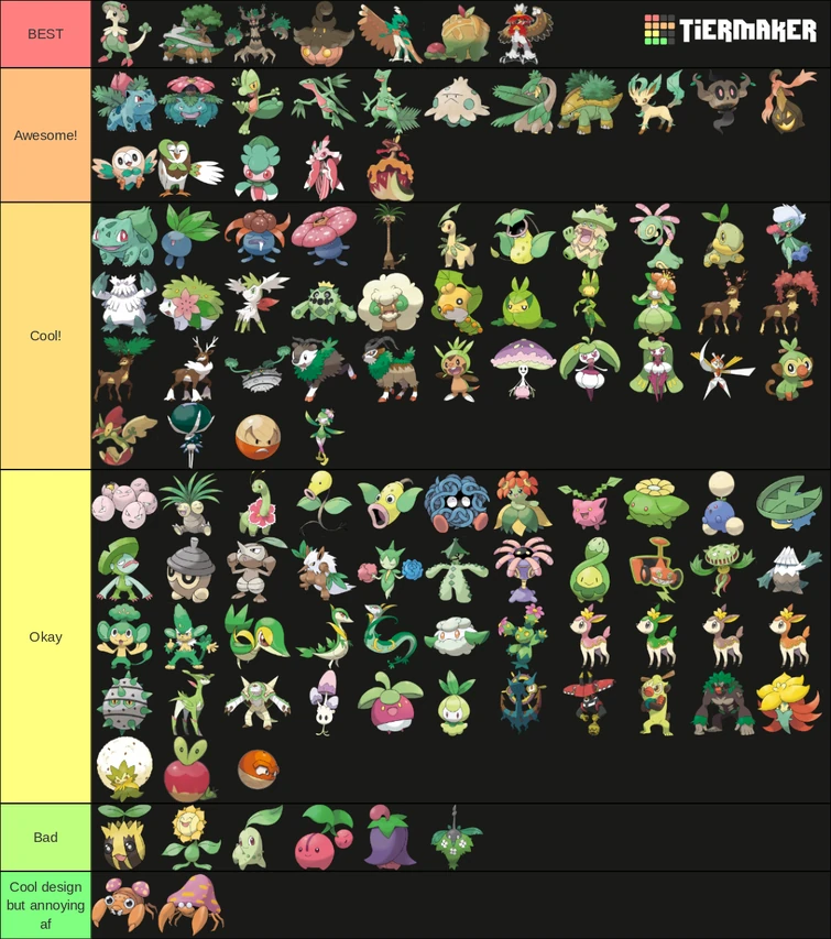 Grass-type tier list | Fandom