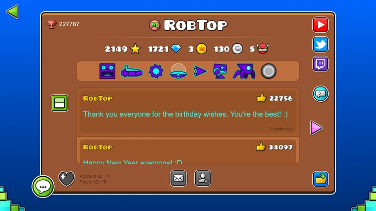 When I try to go to RobTop account on GD Browser it just brings me to ...