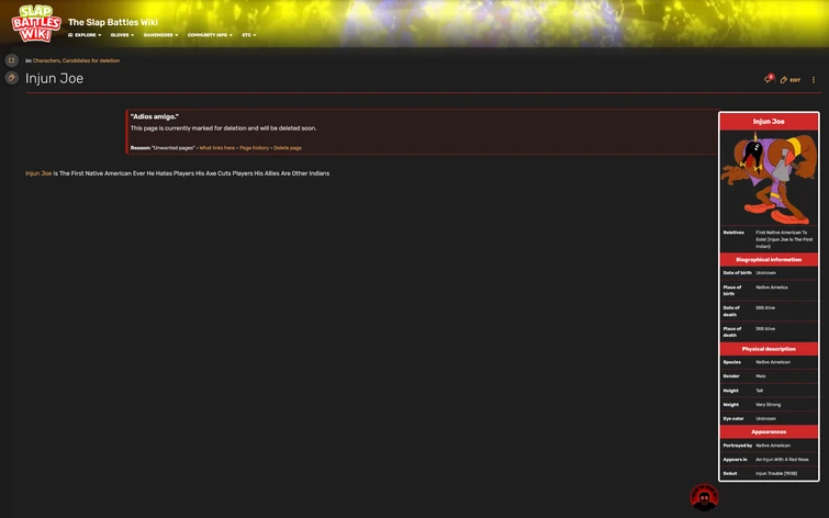 Should I Delete The Injun Joe Page | Fandom