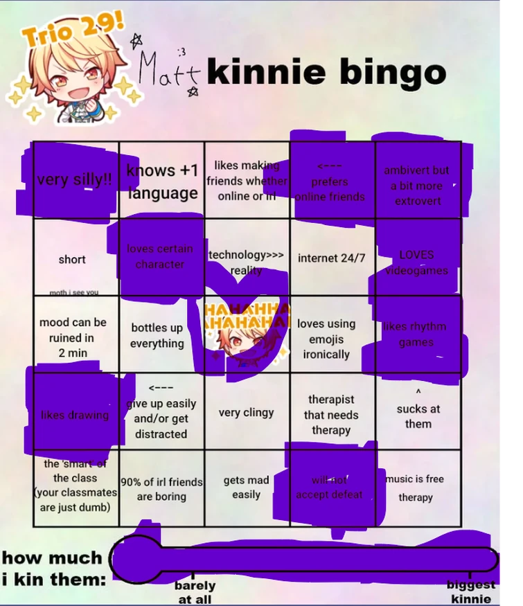 Remade my kinnie bingo because i was bored | Fandom