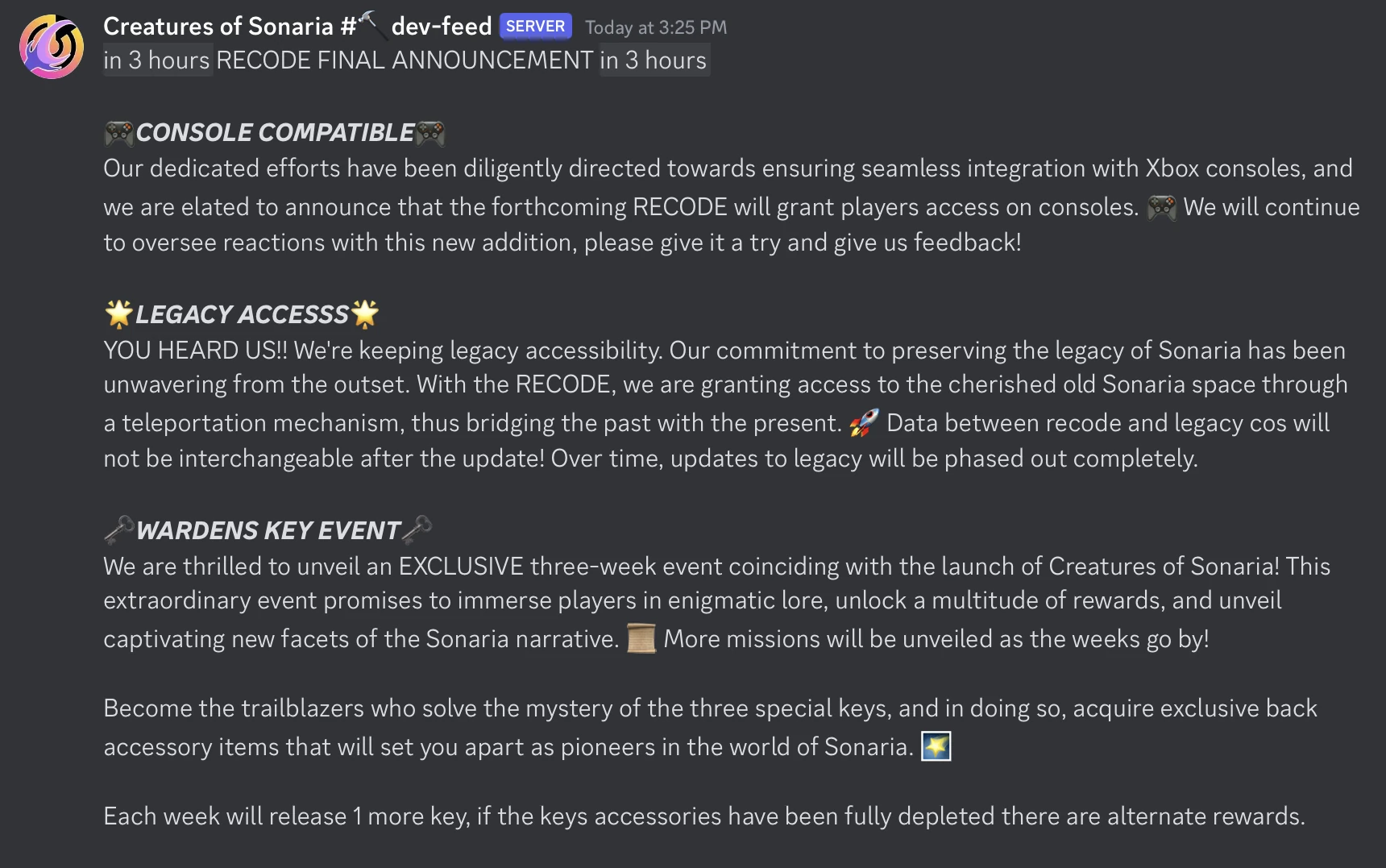 Warden key event + legacy CoS access! | Fandom