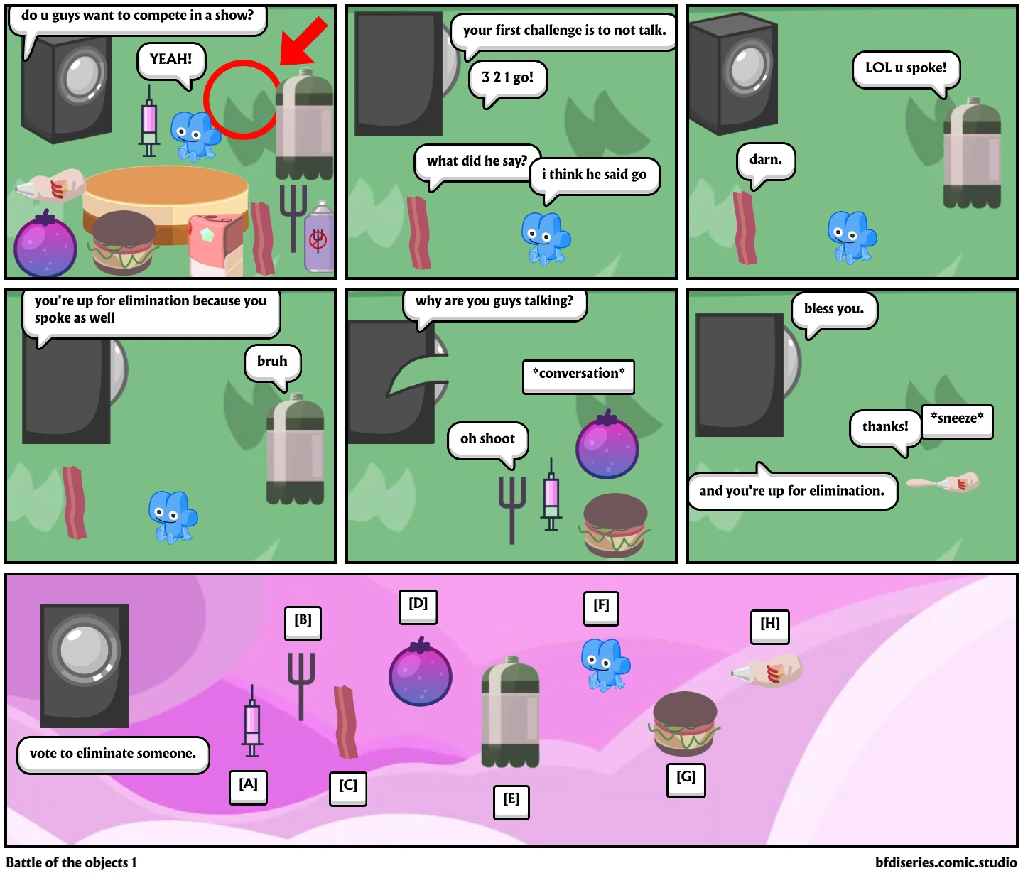 my first bfdi comic (battle of the objects 1) | Fandom