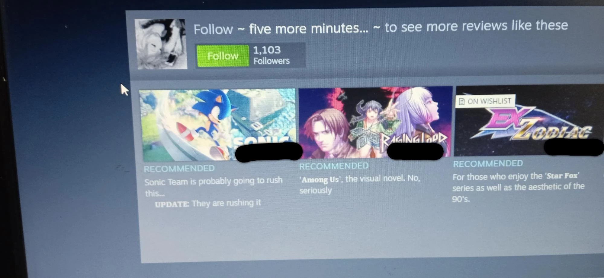 I was checking some Curators critics in Steam for Sonic Frontiers, with mixed reception, and ...