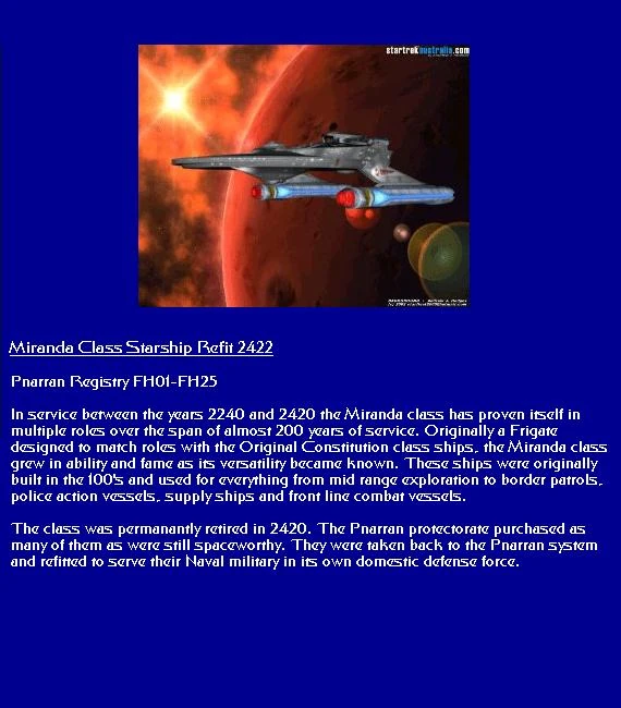 Miranda Class | Federation RPG Encyclopedia | Fandom