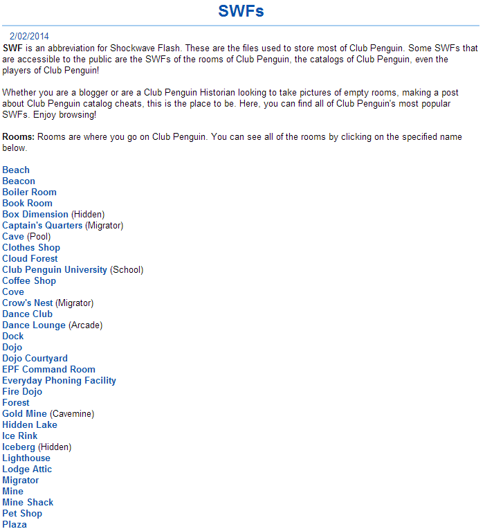 SWFs (page) | Club Penguin Cheats Wiki | Fandom