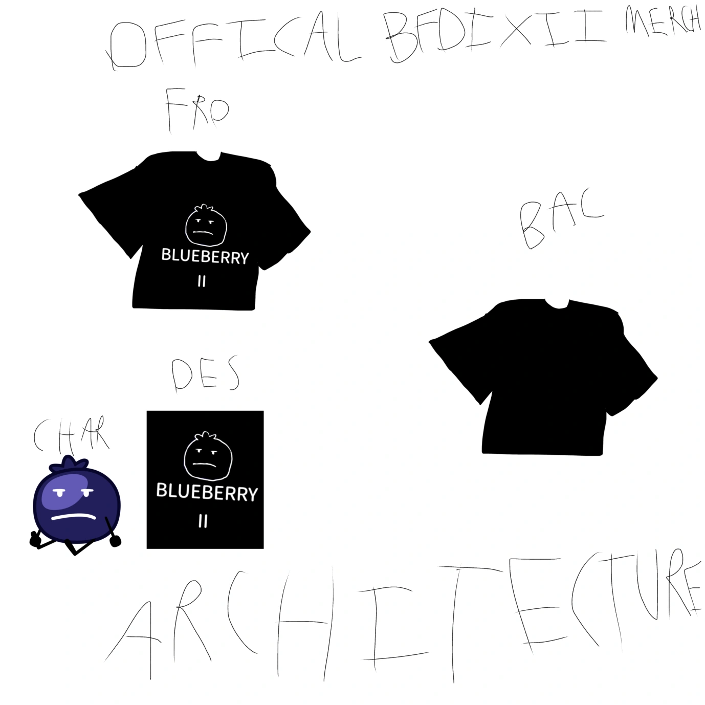 BFDI x II Official Merch Architecture: Blueberry Long Shirt | Fandom