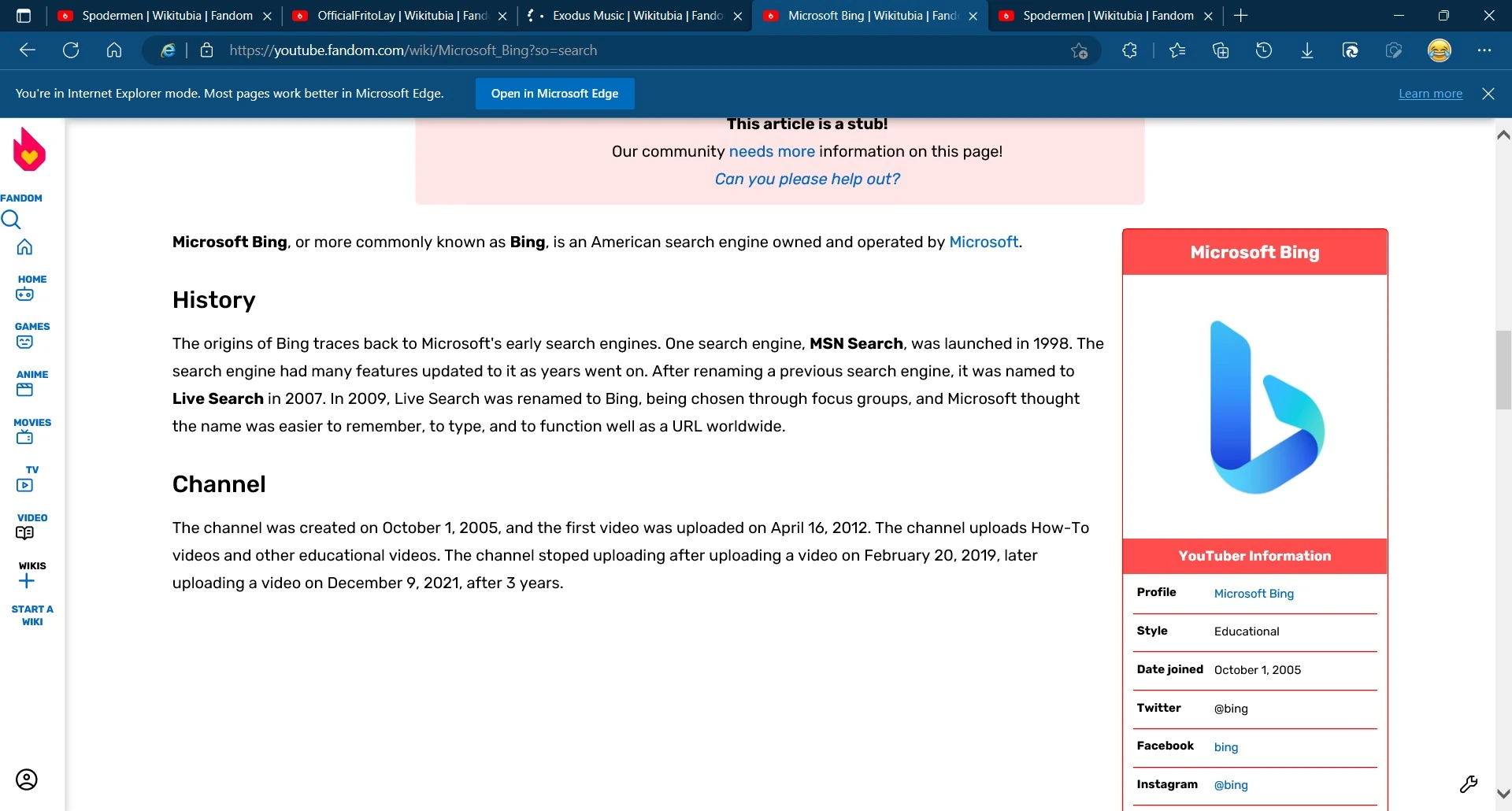 This is how Wikitubia looks like in Internet Explorer | Fandom