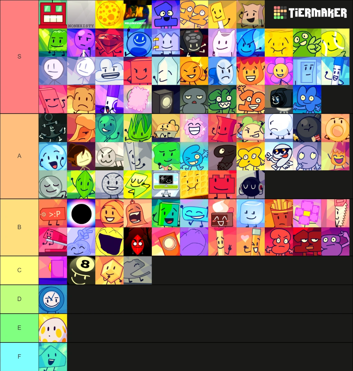 MY BFDI TIER LIST! (As of BFDIA 9) | Fandom