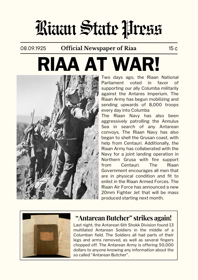 Riaan State Press, Volume 29, Issue 3, Dated August 9th, 1925 | Fandom