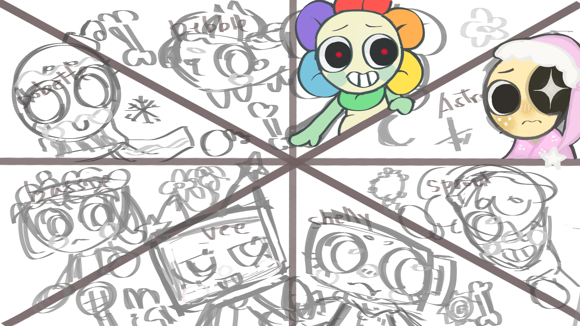 On going dandy’s world banner ( all mains + dandy ) sketch | Fandom