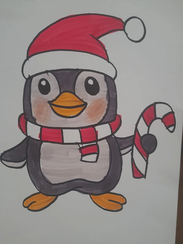 My drawing of a Christmas penguin | Fandom