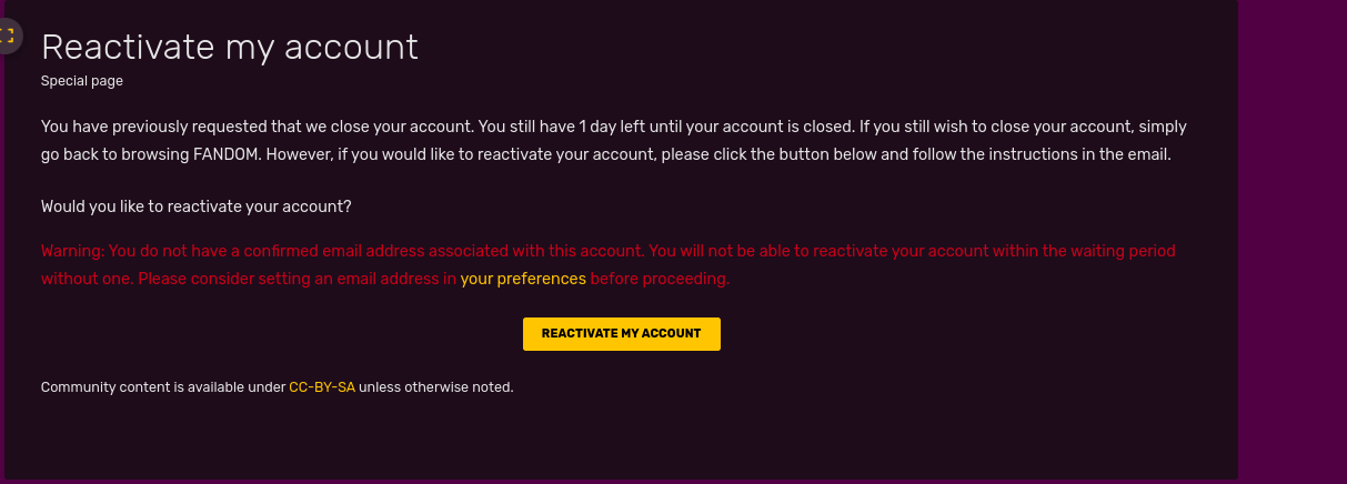 Account deletion giveaway (Username required to enter!) | Fandom