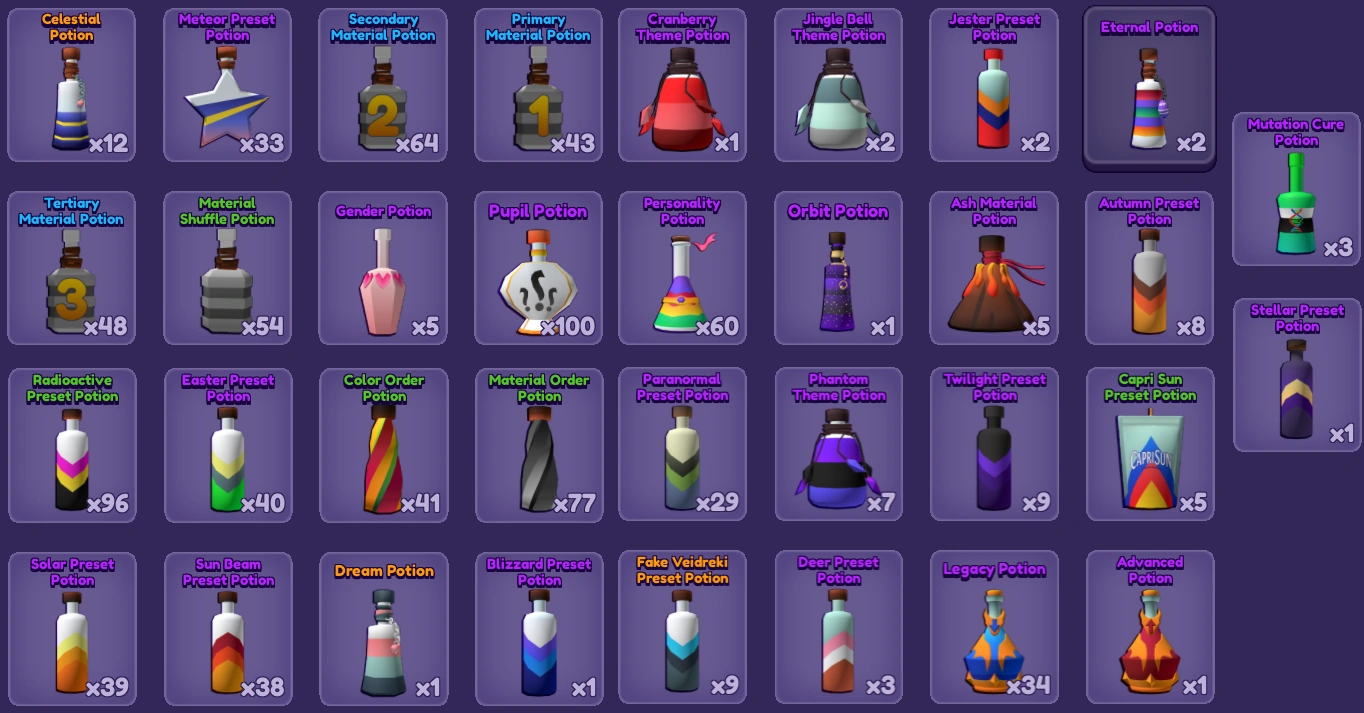 Trading potions for p/s/t color potions | Fandom