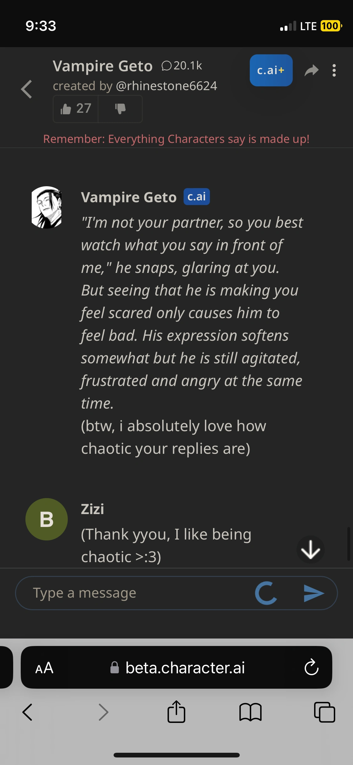 C ai is just a bot they say (caps) | Fandom