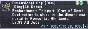 Dimensional Ring (Dem) | FFXIclopedia | Fandom