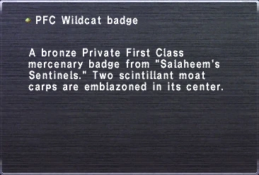 PFC Wildcat Badge | FFXIclopedia | Fandom