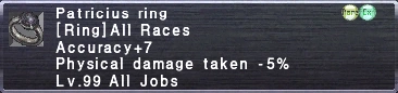 Patricius Ring | FFXIclopedia | Fandom
