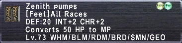 Zenith Pumps | FFXIclopedia | Fandom