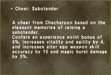 Cheer: Sabotender | FFXIclopedia | Fandom