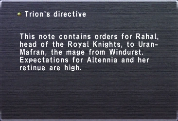 Trion's directive | FFXIclopedia | Fandom